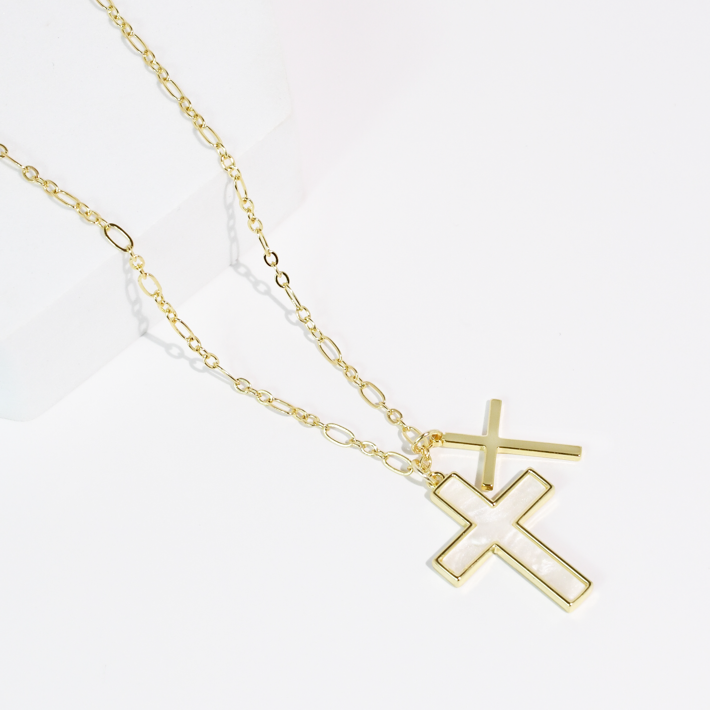 Double Tiny Cross Gold – Treasure Jewels, Inc.