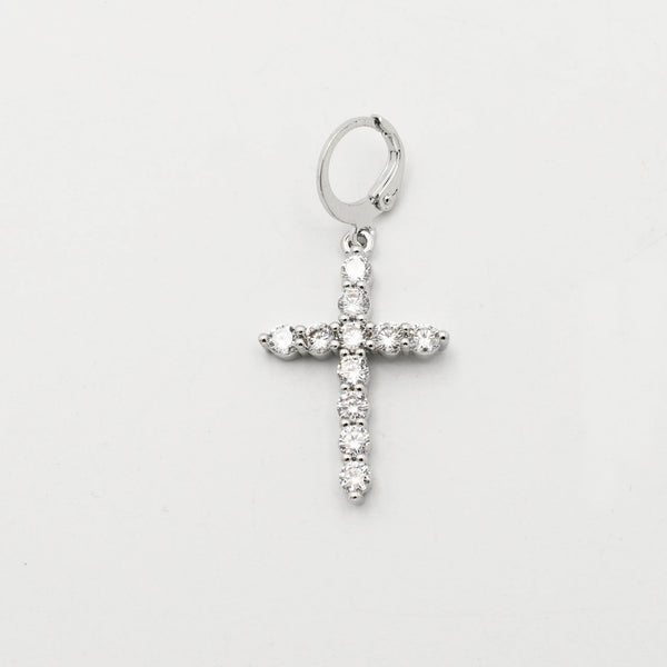 Silver Crystal Cross Charm CH-333 – Treasure Jewels, Inc.